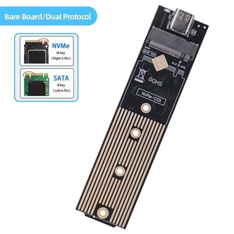 Carte nue double carte nue nvmecarte nue nvme Boîtier de disque dur SSD M NVcloser PCIe NGFF