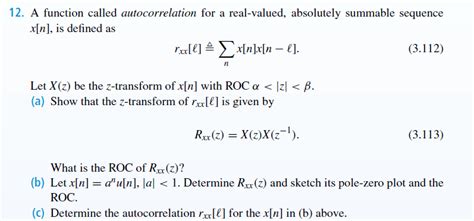 Solved A Function Called Autocorrelation For A Real Valued