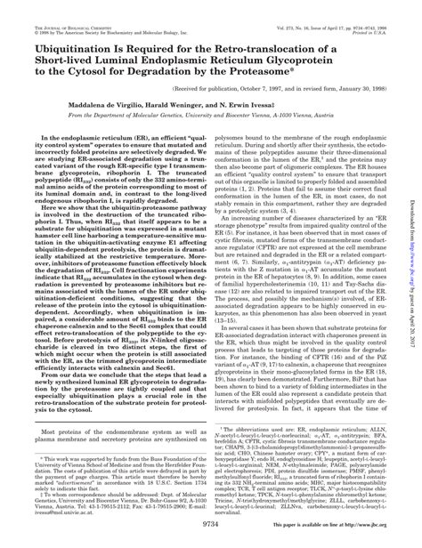 Pdf Ubiquitination Is Required For The Retro Translocation Of A Short