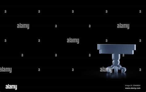 3d Rendering Of Frosted Glass Symbol Of Vintage Table Isolated On Black Background With Blurry