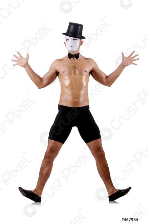 Naked Muscular Mime Isolated On White Stock Photo Crushpixel