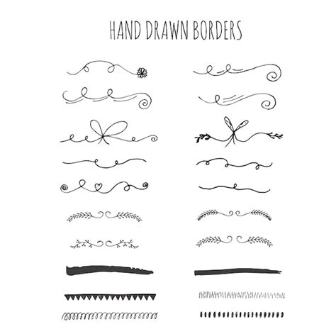 손으로 그린 텍스트 분배기의 컬렉션 무료 벡터