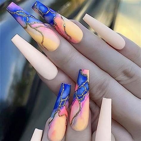 SHNWU Press On Nails Extra Long Ballet Coffin Acrylic Full Cover Fake Nails With Elegant