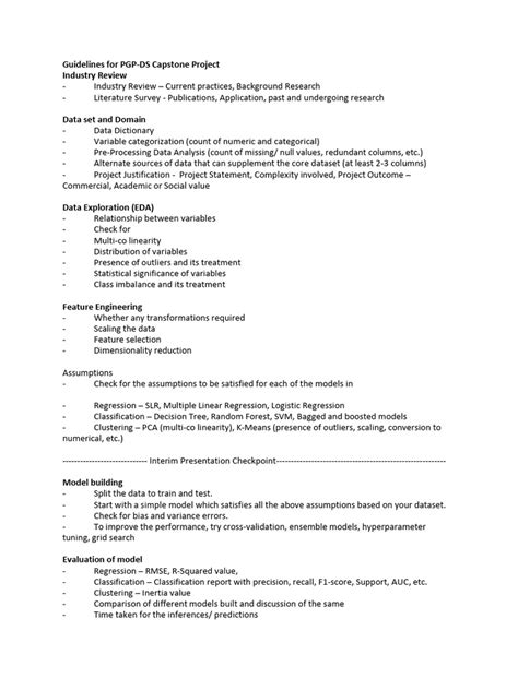 Capstone Project Guidelines Data Science Pdf Regression Analysis
