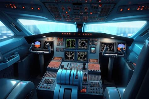 Premium Ai Image Pilot Flight Deck In Civil Airplane Plane Cockpit