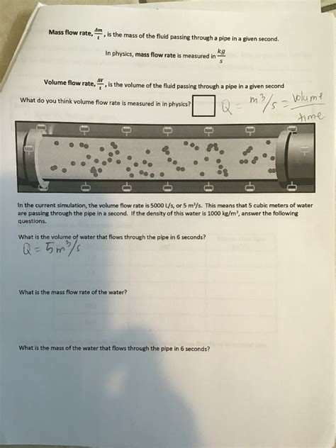 Solved Mass Flow Rate Is The Mass Of The Fluid Passing Chegg Com
