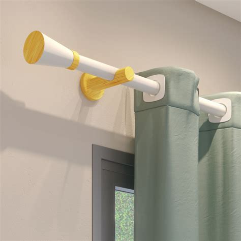 Kit Varão de Cortina 3 metros 28mm PVC Jade Sacandi Branco e Pinus
