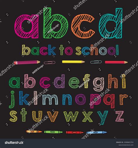 Abcd Back School Font Lower Case Abc Vector Stock Vector Royalty Free 2500601753 Shutterstock