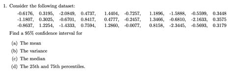 Solved Consider The Following Datasetfind A 95 ﻿confidence