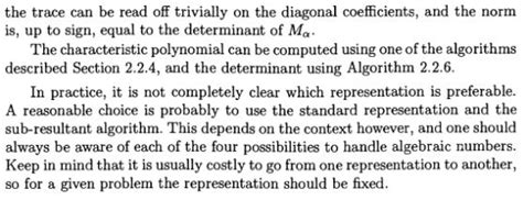 algebraic number theory how to compute efficiently the norm of a