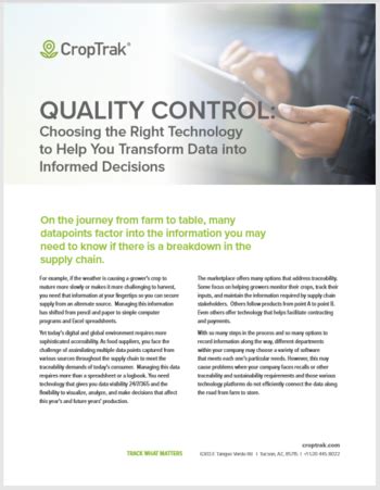 Quality Control Traceability Guide Croptrak