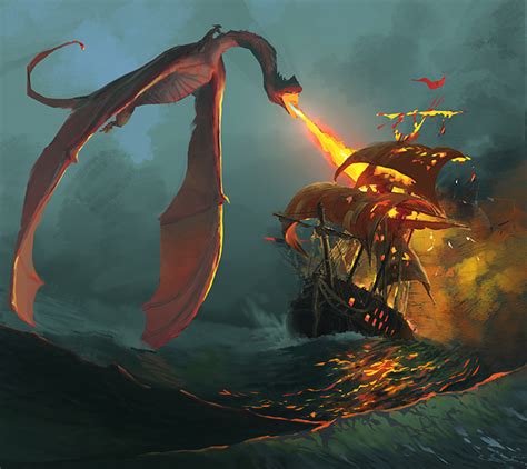 Dragonvsshipsketch By Stahlber On Deviantart