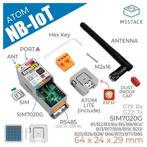M5Stack Atom DTU NB IoT Kit SIM7020G Inclusief M5Atom Lite