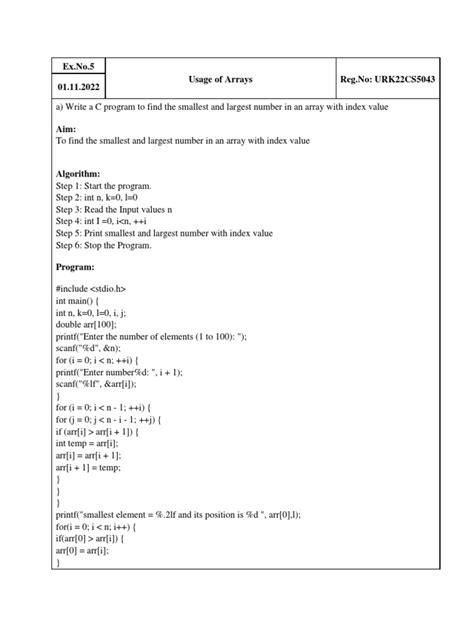 Find Smallest And Largest Array Elements Pdf