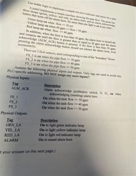 solved use ladder logie to implement a simple low fow