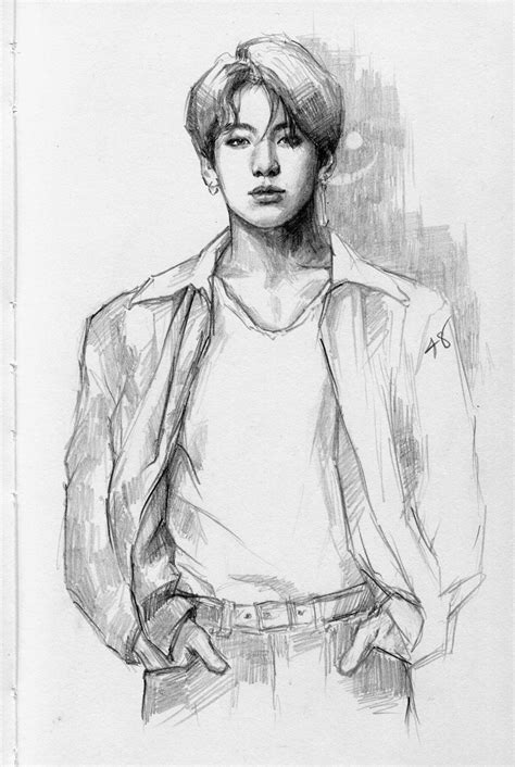 Bts Drawing Jungkook Bts Drawings Pencil Drawings Celebrity Art Hot