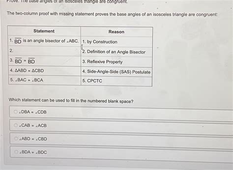 Prove The Base Angles Of An Isosceles Triangle Are Congruent The Two