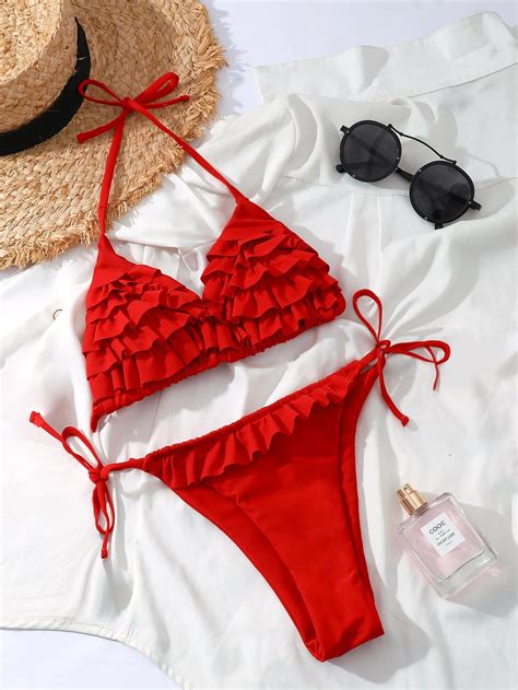 Red Ruffle Bikini Telegraph