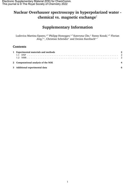 Pdf Nuclear Overhauser Spectroscopy In Hyperpolarized Water