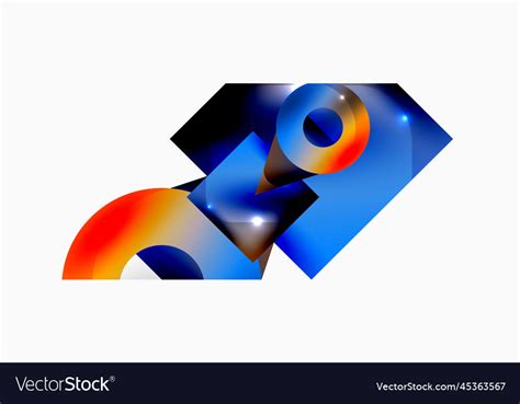 Dynamic Composition Shiny Geometric Shapes Vector Image
