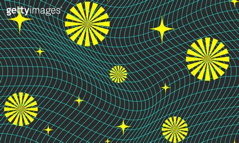 Retro Futuristic Abstract Wavy Grid And Geometric Shapes Seamless Pattern 이미지 1820404259 게티
