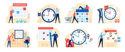 Effective Time Management People With Clock Calendar Businessman