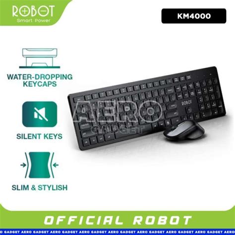 Jual Robot Mouse Keyboard Wireless Combo Km4000 Silent Click Keyboard