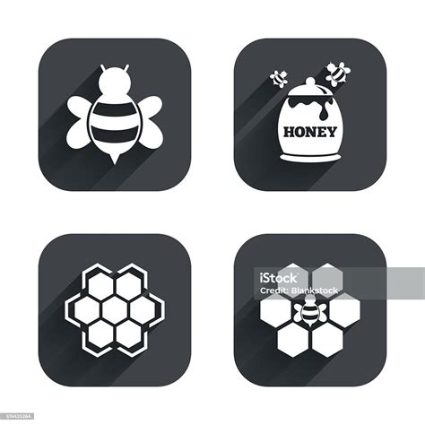 Icône De Miel Nid Dabeilles Et Les Abeilles Symbole Les Cellules Mortes