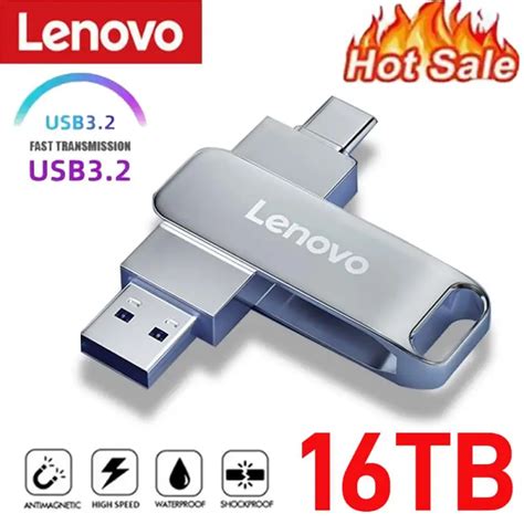 Lenovo Unidad Flash USB 3 0 De Alta Velocidad Pendrive De Metal De 16TB