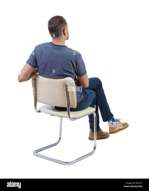 Ansicht Von Hinten Von Einem Mann Auf Einem Stuhl Sitzen Ansicht Von