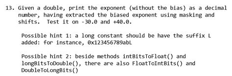 Solved 13 Given A Double Print The Exponent Without The Chegg Com