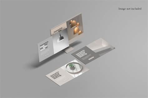클라이언트에게 Ui 디자인을 제시하기 위한 아이소메트릭 데스크탑 목업 프리미엄 Psd 파일