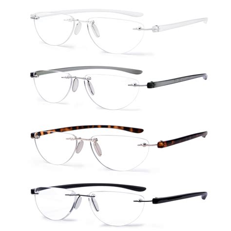 Reading Glasses Frameless Half Moon Women Men R2202 4pack