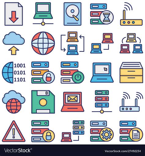Database Server And Location Icons Set Every Ico Vector Image