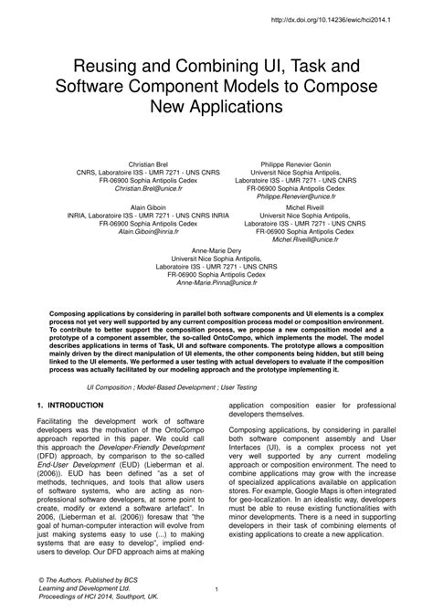 Pdf Reusing And Combining Ui Task And Software Component Models To Compose New Applications