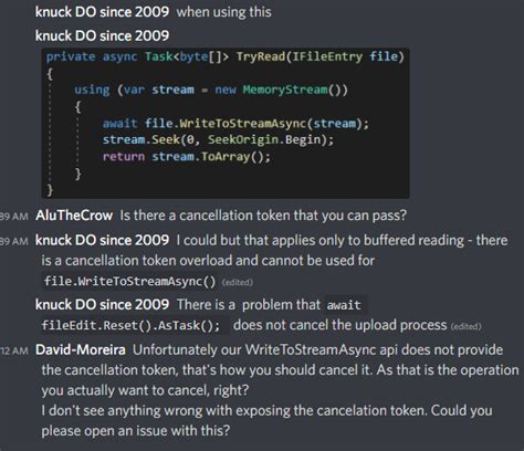 Fileedit Missing Cancellation Token In Writetostreamasync Api · Issue