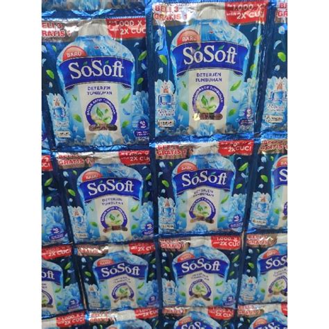 Jual Detergent Cair So Soft 1000an Renceng Isi 16 Sachet Shopee