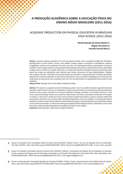 Pdf A ProduÇÃo AcadÊmica Sobre A EducaÇÃo FÍsica No Ensino MÉdio