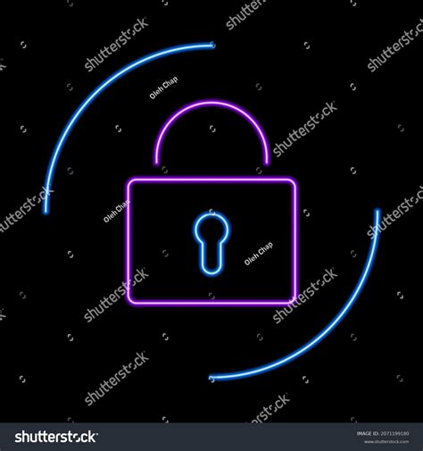 Padlock Hinged Neon Sign Modern Glowing Stock Vector Royalty Free