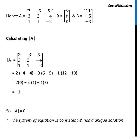 ex 4 5 15 if a [2 3 5 3 2 4 1 1 2] find a 1 and solve
