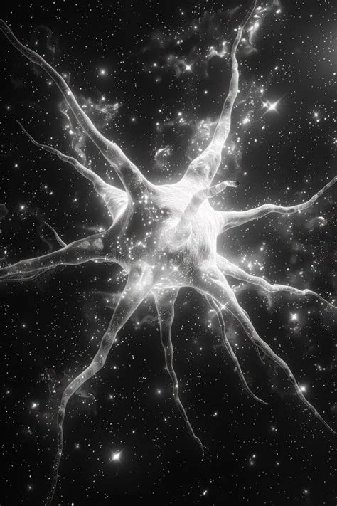 A Black And White Image Of A Neuron In Space Ai Stock Illustration Illustration Of Science