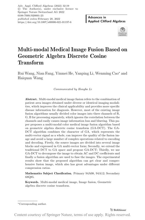 Multi Modal Medical Image Fusion Based On Geometric Algebra Discrete