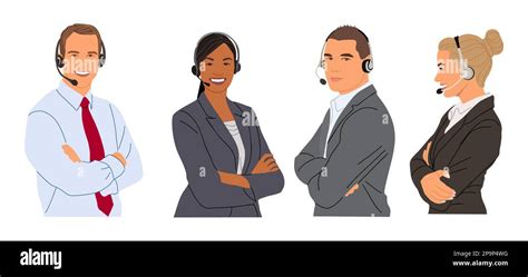 Call Center Hotline Agent Vector Isolated On White Stock Vector Image