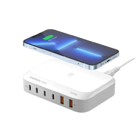 Momax Q Plug Box 100w 6 Port Gan With Wireless Charging Um28