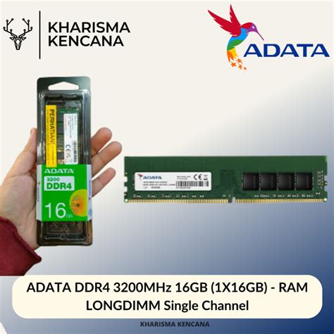 MEMORY LONGDIMM ADATA DDR4 3200MHz 16GB 1X16GB RAM LONGDIMM Single Channel Kharisma