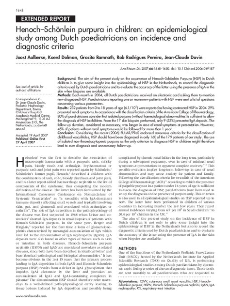 Pdf Henoch Schonlein Purpura And Ascariasis A Case Report Sarah