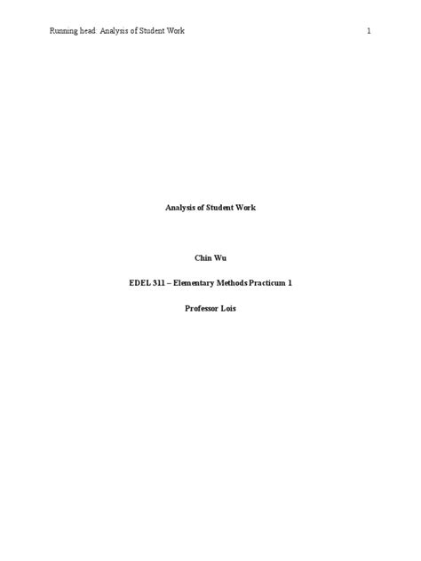 First Grade Student Work Analysis Pdf Educational Assessment