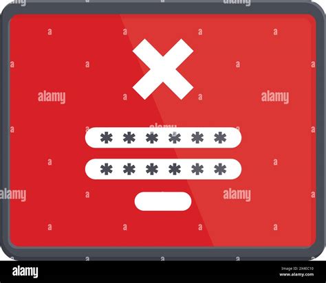 Red Alert Error Password Icon Cartoon Vector User Access Denied