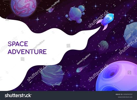 Cartoon Space Adventure Poster Rocket Spaceship Stock Vector Royalty Free 2250703727