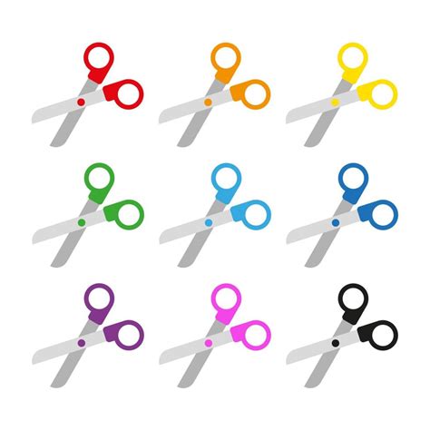 Scissors Set Rainbow Colors Scissor Clipart In Flat Style Isolated On White Background School
